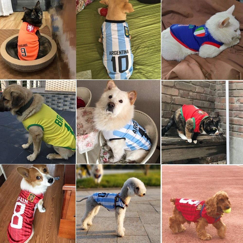 Pets football soccer jersey for cats and dog (spain brazil italy ...