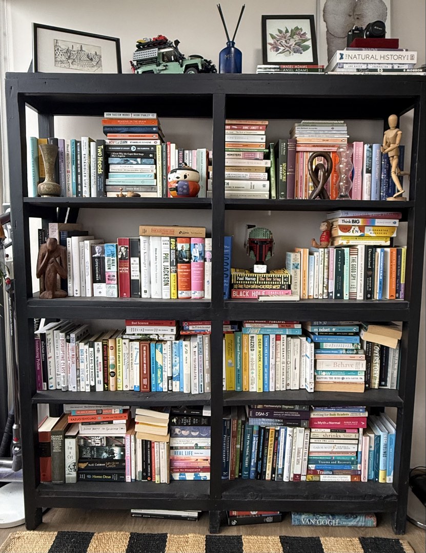 Black Solid Teak Wood Bookshelf with raw details, Furniture & Home ...