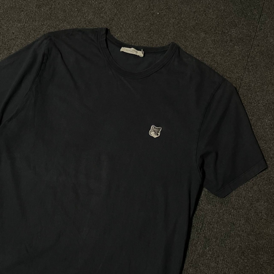 📌MAISON KITSUNE Classic S/S Cotton Shirt Small Grey-ish Fox Logo Patch ...