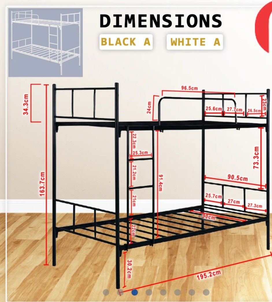 Metal Bunk Bed Frame - Black, Furniture & Home Living, Furniture, Bed ...