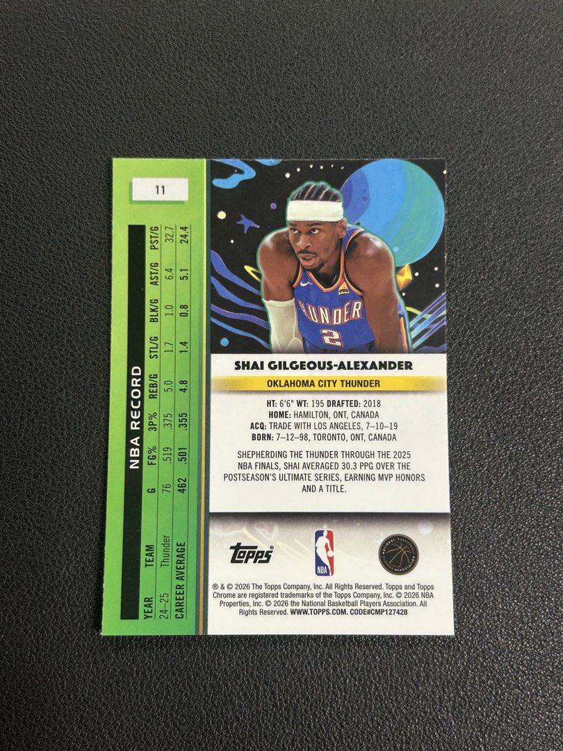 2025-26 Topps Cosmic Chrome Base Shai Gilgeous Alexander, Toys ...
