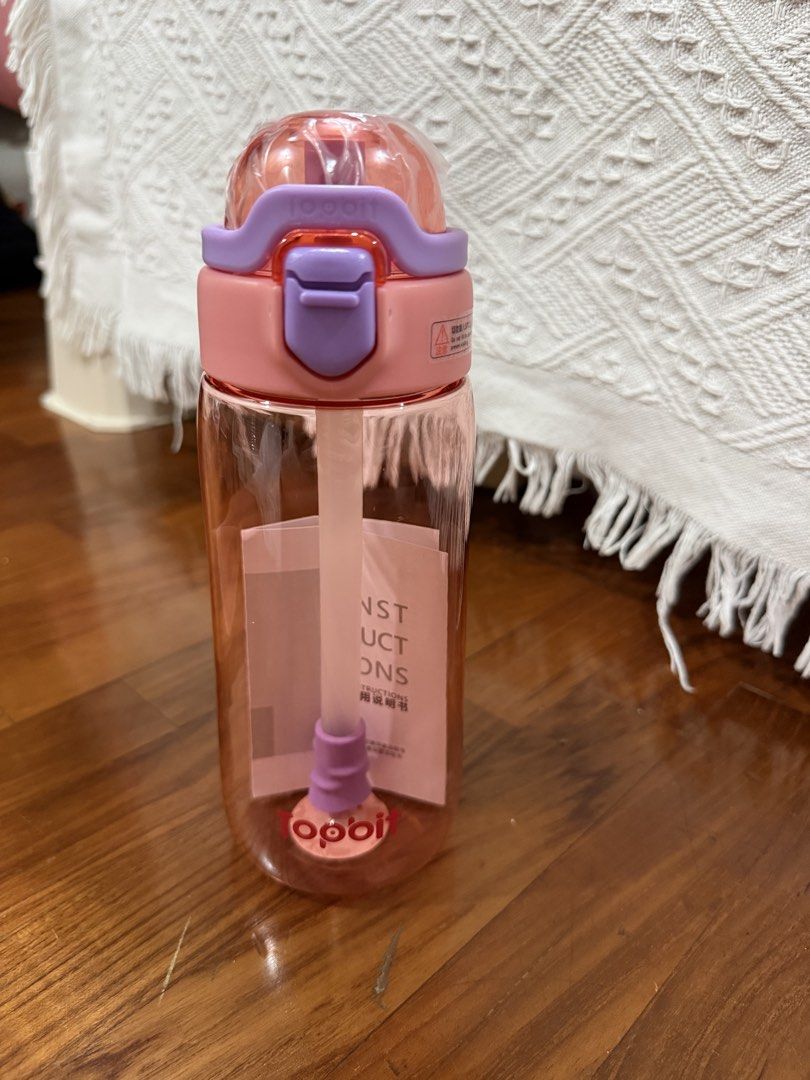 Pink Water Bottle with Straw 750ml, Furniture & Home Living ...