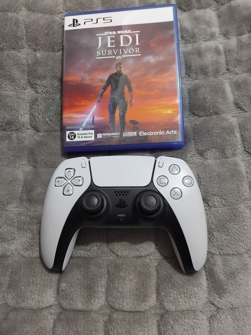 Ps5 Orig Controller white , PS5 game Star wars Jedi Survivor, Video ...