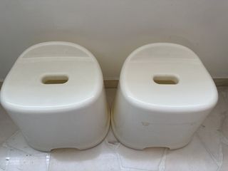 Set of 2 Modern Plastic Stools - Red and Green, Furniture & Home Living ...