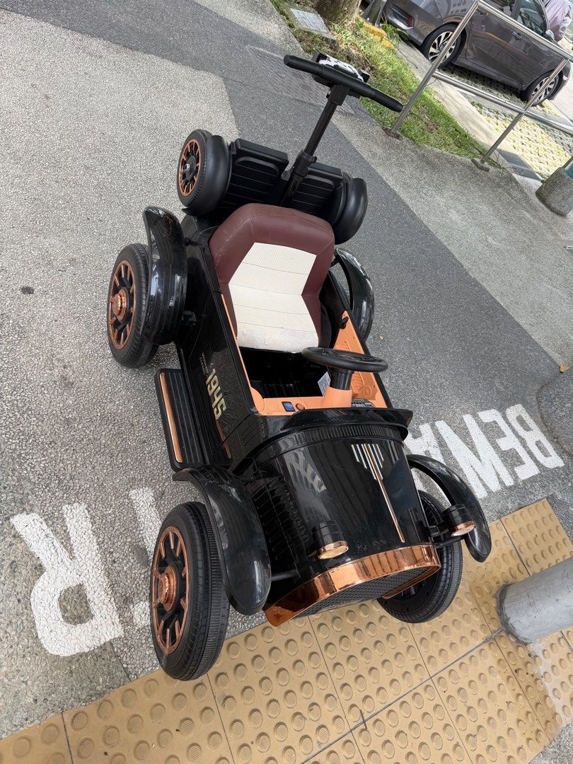 Black Vintage Ride-on Car with Push Handle, Toys & Collectibles, Toys ...