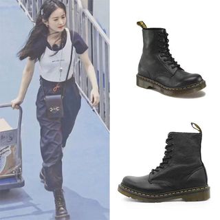【全新】Dr·Martens vegan Mono 鬆糕厚底黑線8孔馬丁靴, 女裝, 鞋, 靴 - Carousell