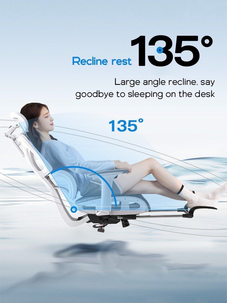 Ergonomic Mesh Office Chair with Lumbar Support and Footrest, Furniture ...
