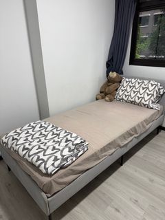 IKEA Malm Single Bed Frame with Mattress, Furniture & Home Living ...