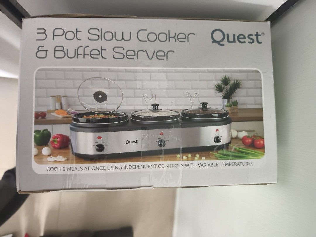 Quest 3 Pot Slow Cooker & Buffet Server, 家庭電器, 廚房電器, 鍋具 - Carousell