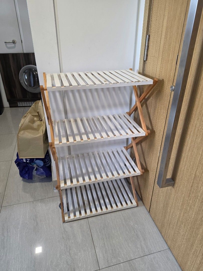 Wooden and White Slat Shoe Rack, Furniture & Home Living, Furniture ...