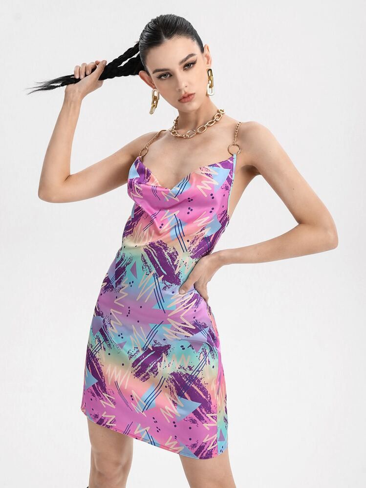 BRANDNEW SHEIN X Spagnelli Chain Straps Crisscross Backless Draped ...
