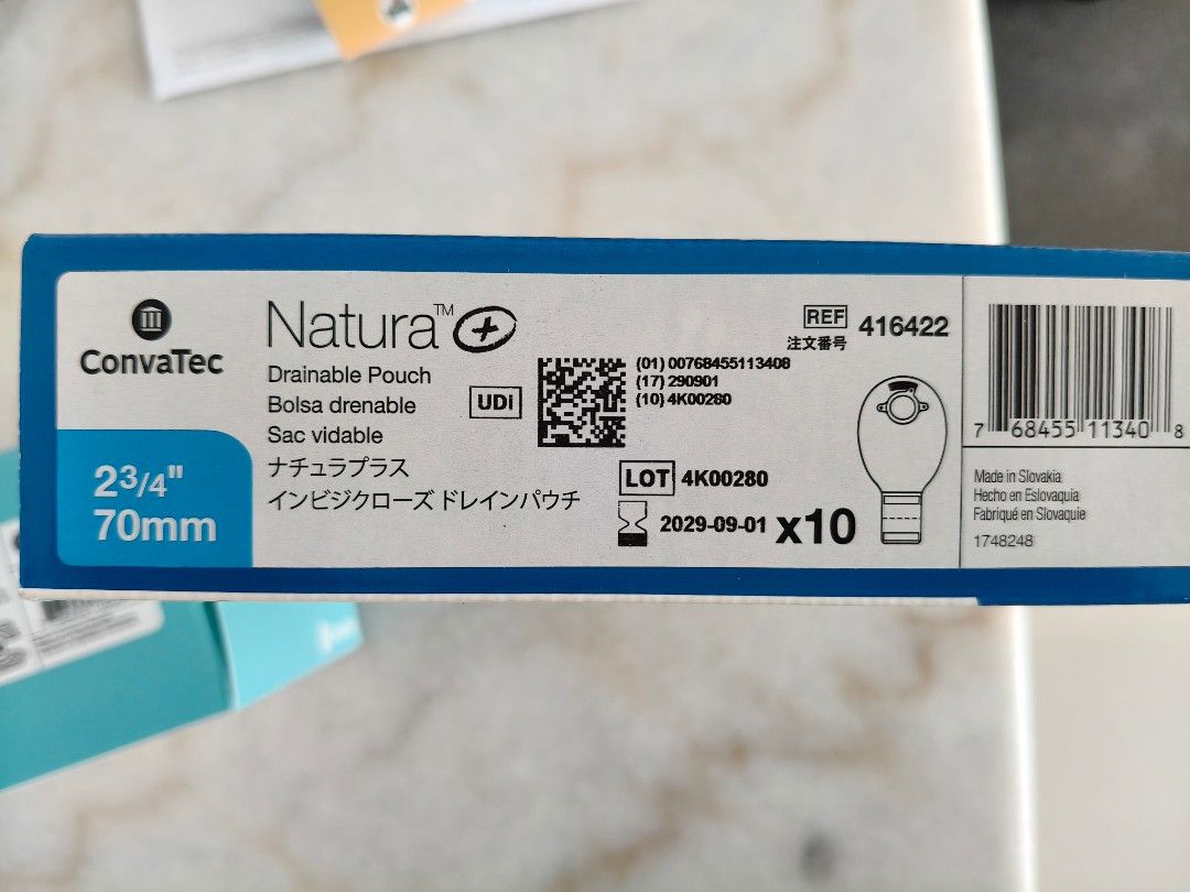 Convatec Natura Drainable Pouch 2 3/4" 70mm (brand new box). Moldable ...