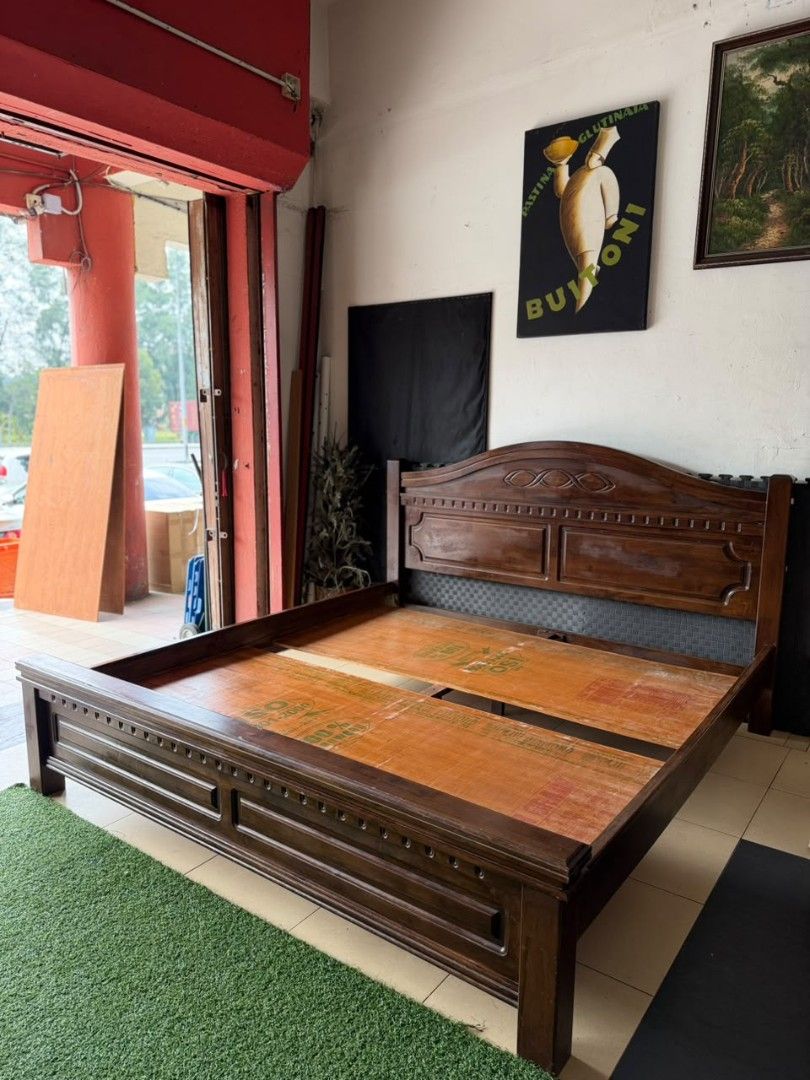 King Size Solid Wood Bed Frame, Furniture & Home Living, Furniture, Bed ...