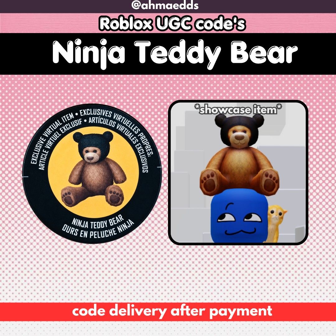 Ninja teddy bear 🧸🗡️ Roblox toy codes accessory| roblox toy code ...