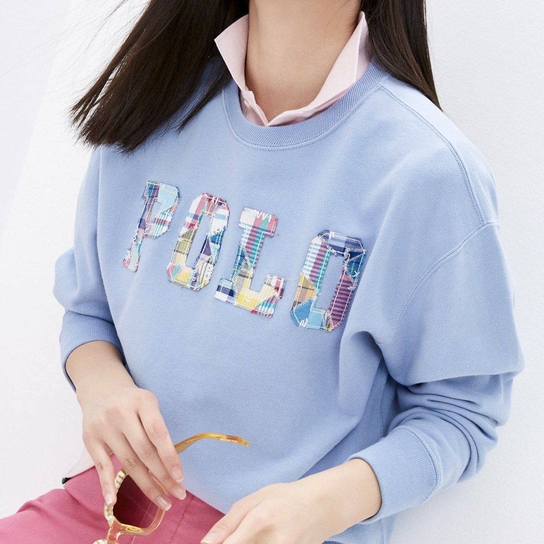Polo Ralph Lauren Patchwork Fleece Sweatshirt, Women's Fashion, Coats ...
