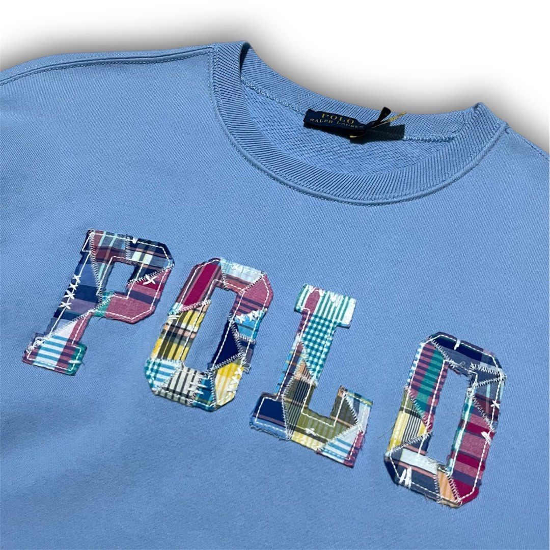 Polo Ralph Lauren Patchwork Fleece Sweatshirt, Women's Fashion, Coats ...