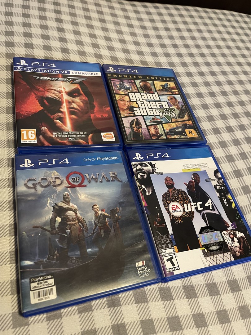 PS4 Games Bundle: God of War, GTA V, Tekken 7, UFC 4, Video Gaming ...
