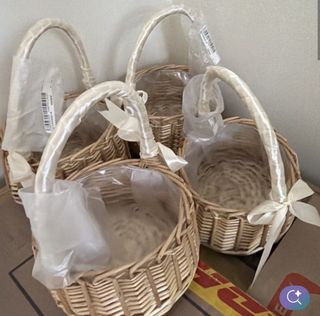 White Flower Girl Basket and Ring Pillow Set, Furniture & Home Living ...