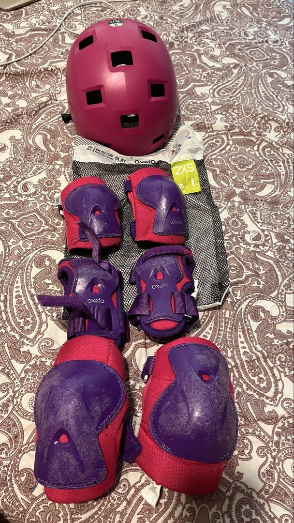 Decathlon Oxelo Kids' Skate Helmet and Protection Set Knee Pad Elbow ...