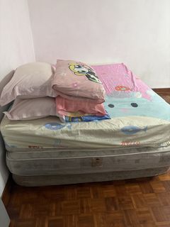 Queen Size Bed Frame with Mattress, Furniture & Home Living, Furniture ...