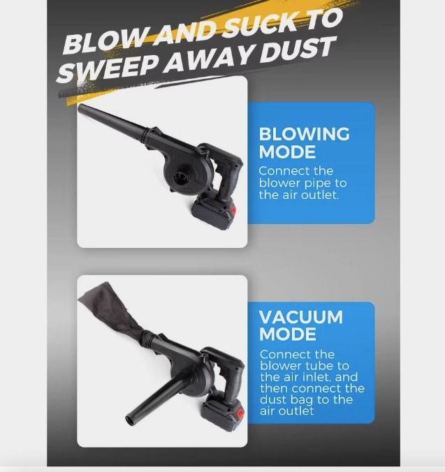 2-In-1 Air Blower, Cordless, Vacuum Cleaner -STRONG Wind (Powerful ...