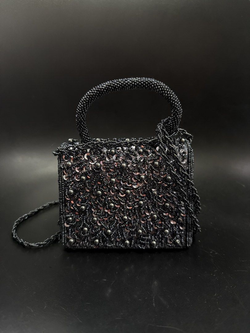 全新 細袋仔 斜孭 手持 Vintage Beaded Evening Bag with Handle and Strap, 女裝, 手袋及銀 ...