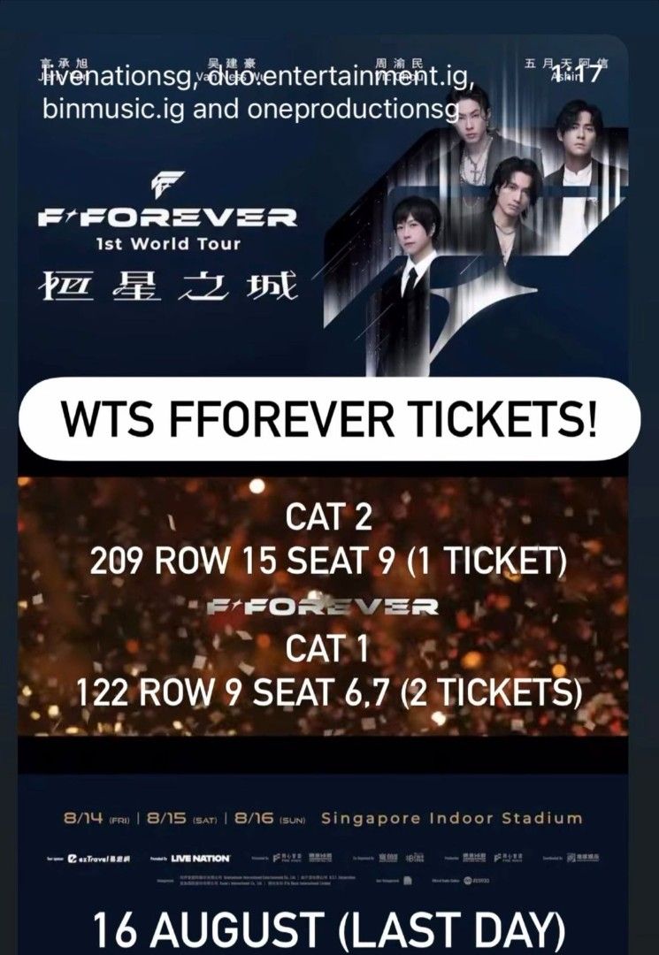 FFOREVER 1st World Tour Concert Tickets - Singapore Indoor Stadium ...
