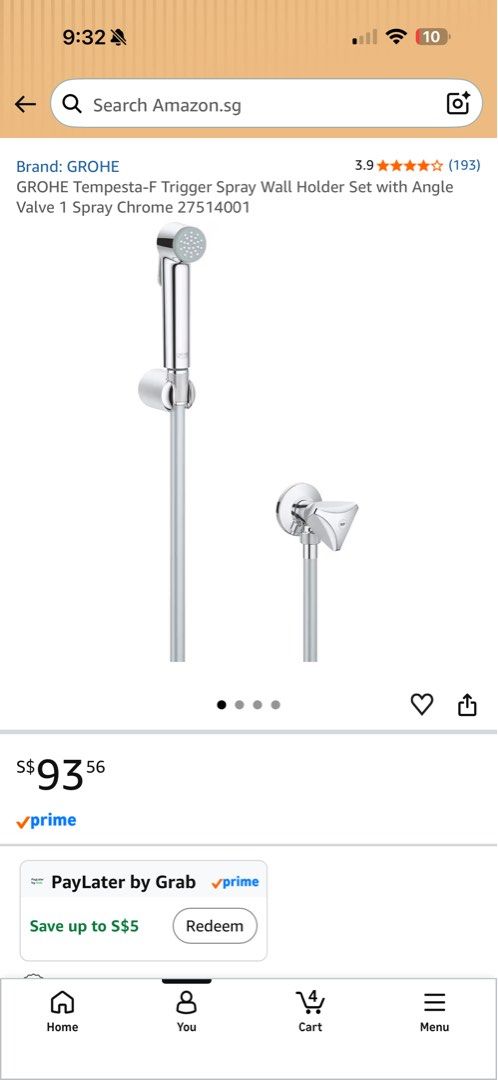 GROHE Tempesta-F Trigger Spray Wall Holder Bidet Set Chrome, Furniture ...