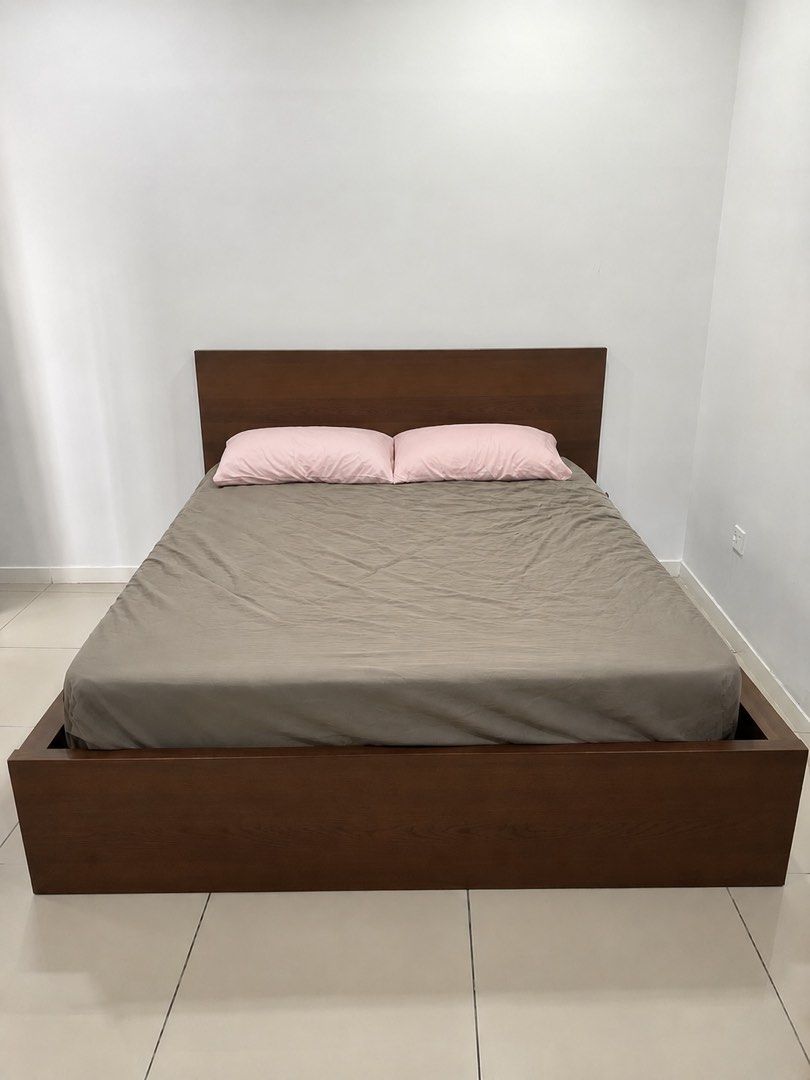 IKEA MALM Bed Frame - Queen Size - Brown, Furniture & Home Living ...