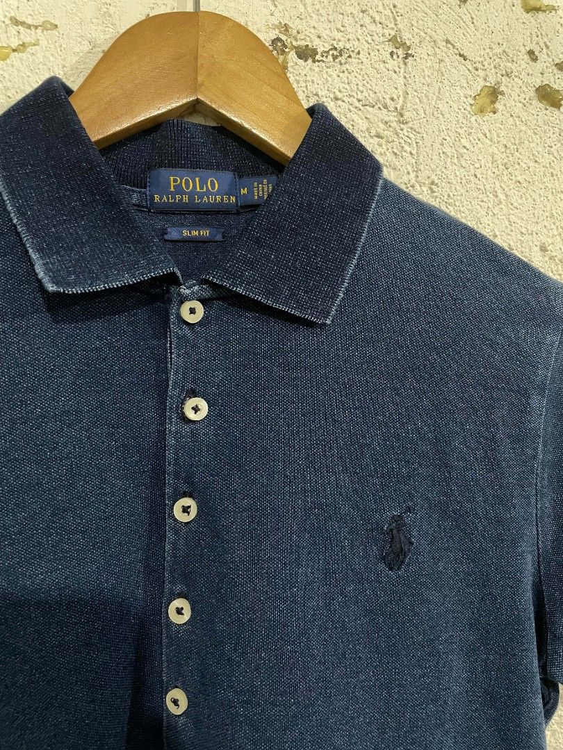 Polo Ralph Lauren Dark Blue Slim Fit Polo Shirt, Women's Fashion, Tops ...
