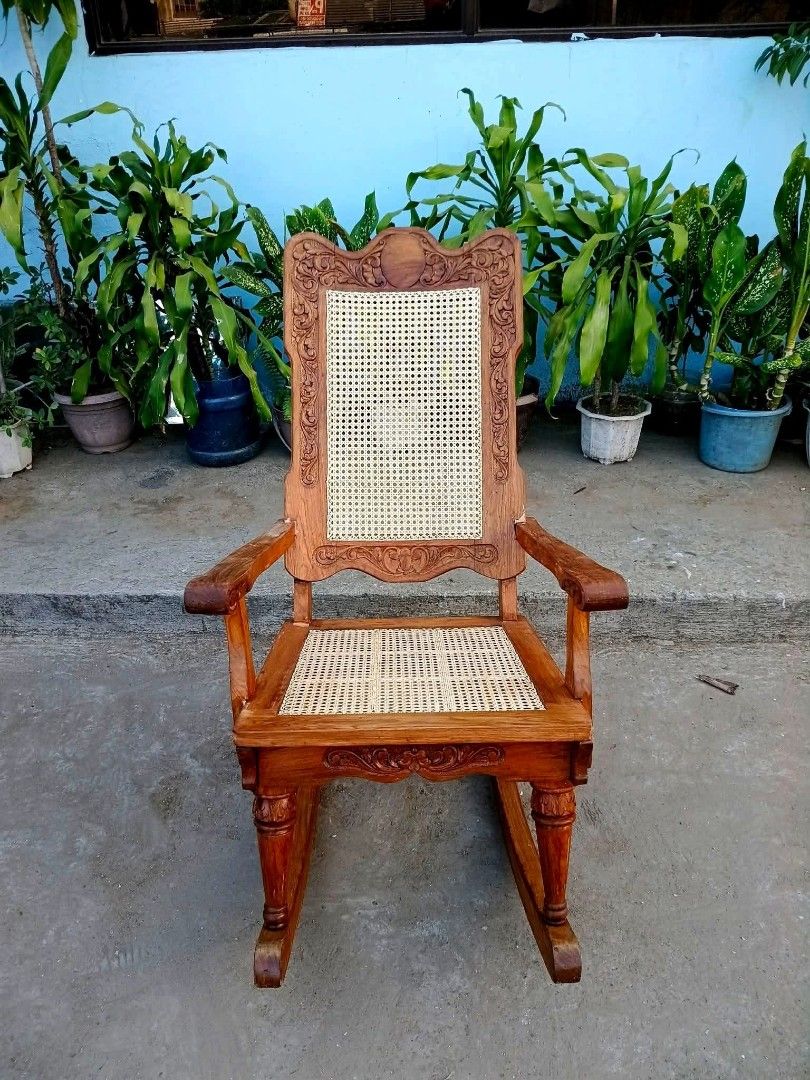 ROCKING CHAIR WITH SOLIHIYA NARRA WOOD, Furniture & Home Living ...