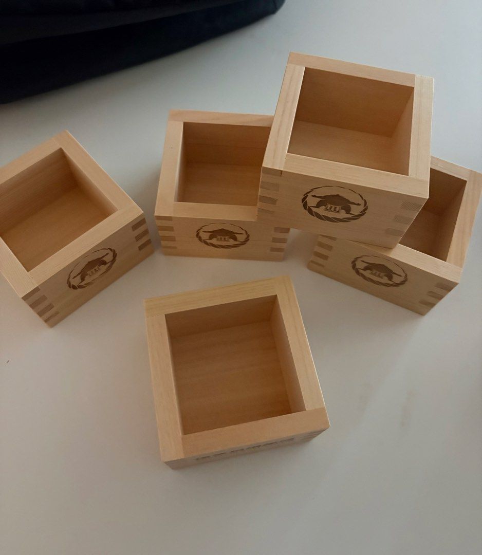 Set of 5 Wooden Sake Cups - Asakusa Sumo Club, Furniture & Home Living ...