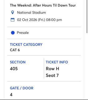The Weeknd: After Hours Til Dawn Tour Ticket - 3 Oct 2026, Tickets ...