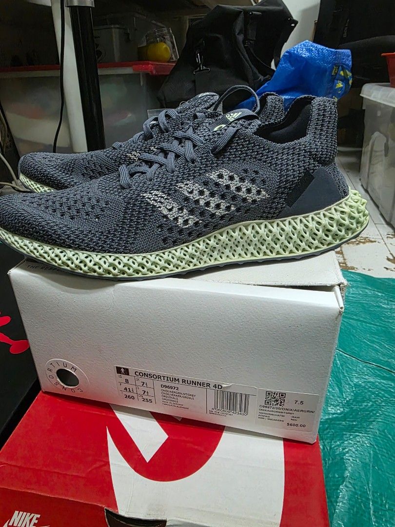 Adidas Consortium Runner 4D Grey Mint Shoes, Men's Fashion, Footwear ...