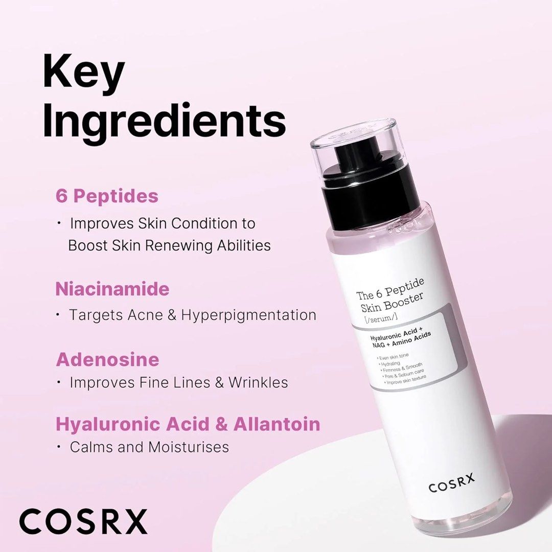 預訂Cosrx 六胜肽煥活精華水 THE 6 PEPTIDE SKIN BOOSTER SERUM 150ML, 美容＆個人護理, 健康及美容 ...
