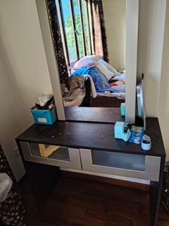 Light Wood Dressing Table with Mirror and Storage, Furniture & Home ...