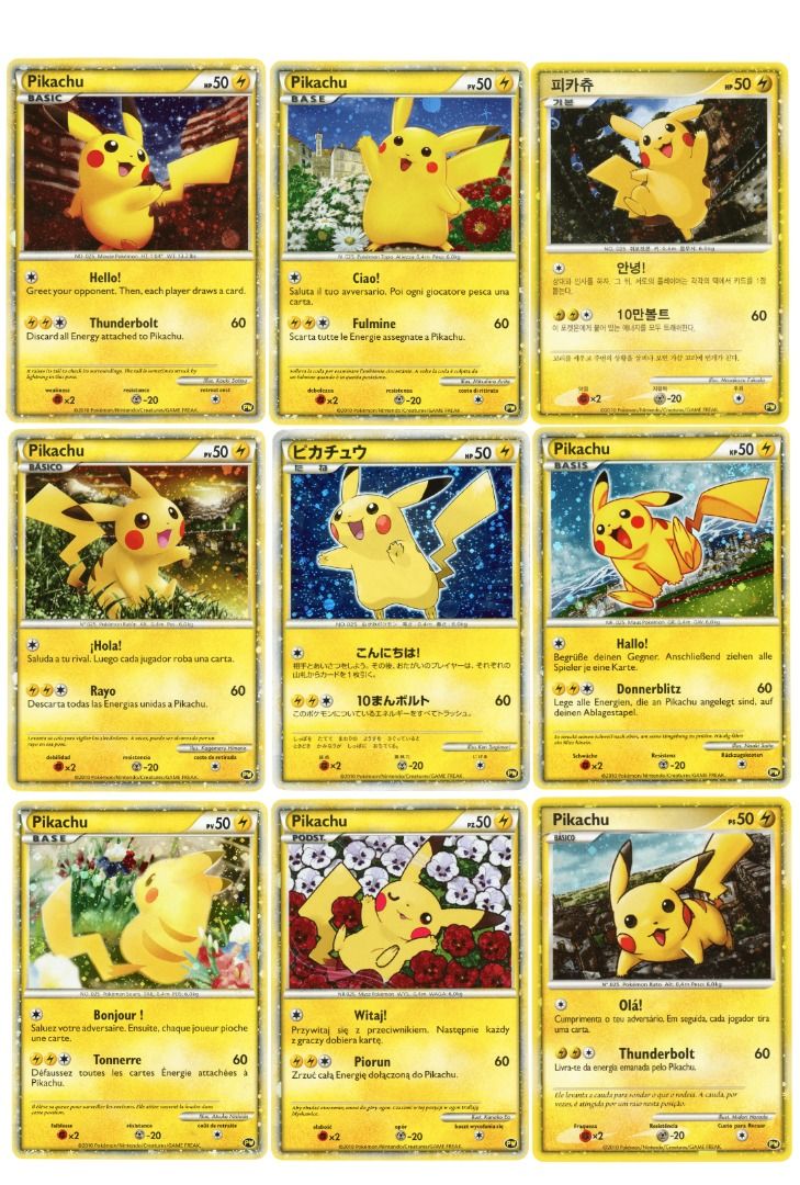 Pikachu World Collection 2010 TCG 9 Language Set Promo Holo JP EN FR DE ...
