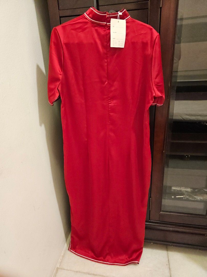 Red Embroidered Cheongsam Qipao Dress Chinese New Year Wedding Dinner ...
