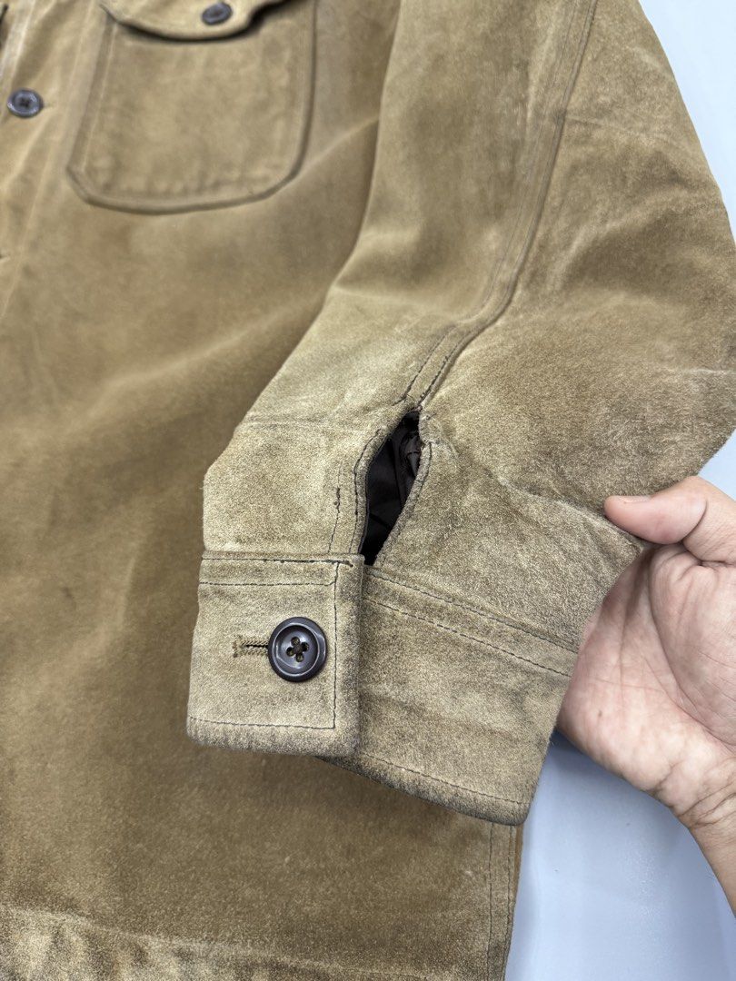 Vintage GAP Calf Suede Brown Leather Jacket, Men's Fashion, Coats ...