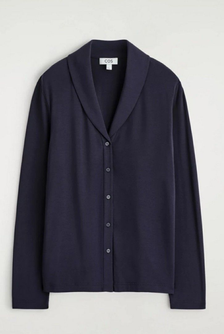 全新 COS Navy Blue Shawl Collar Cardigan, 女裝, 外套及戶外衣服 - Carousell