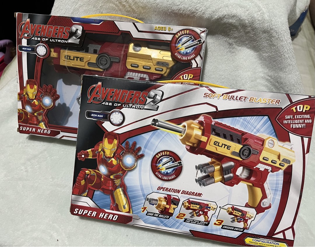 Avengers Age of Ultron Iron Man Soft Bullet Blaster Toy, Hobbies & Toys ...