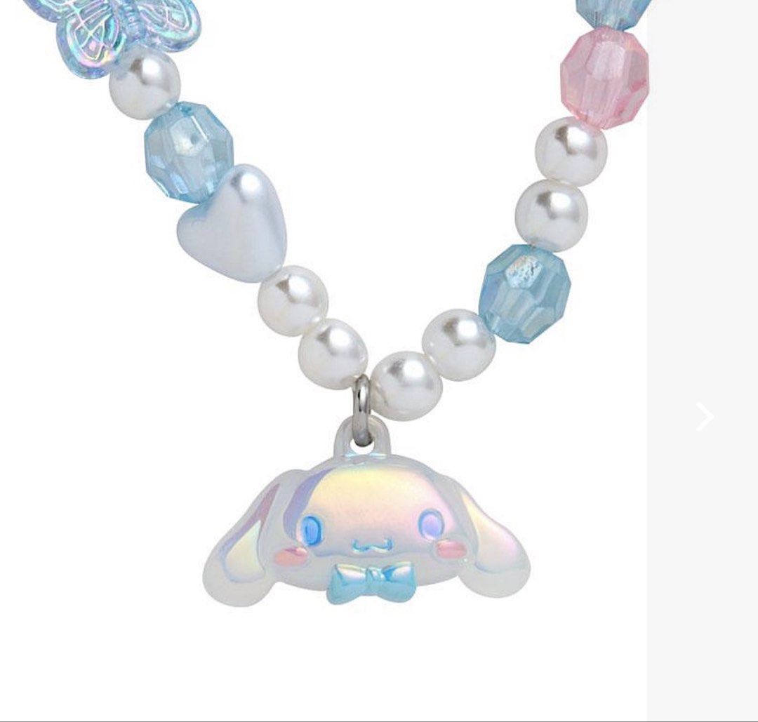 全新Cinnamoroll 頸鏈 蝴蝶結 珍珠 極光閃石, 女裝, 飾物及配件, 頸鍊 - Carousell