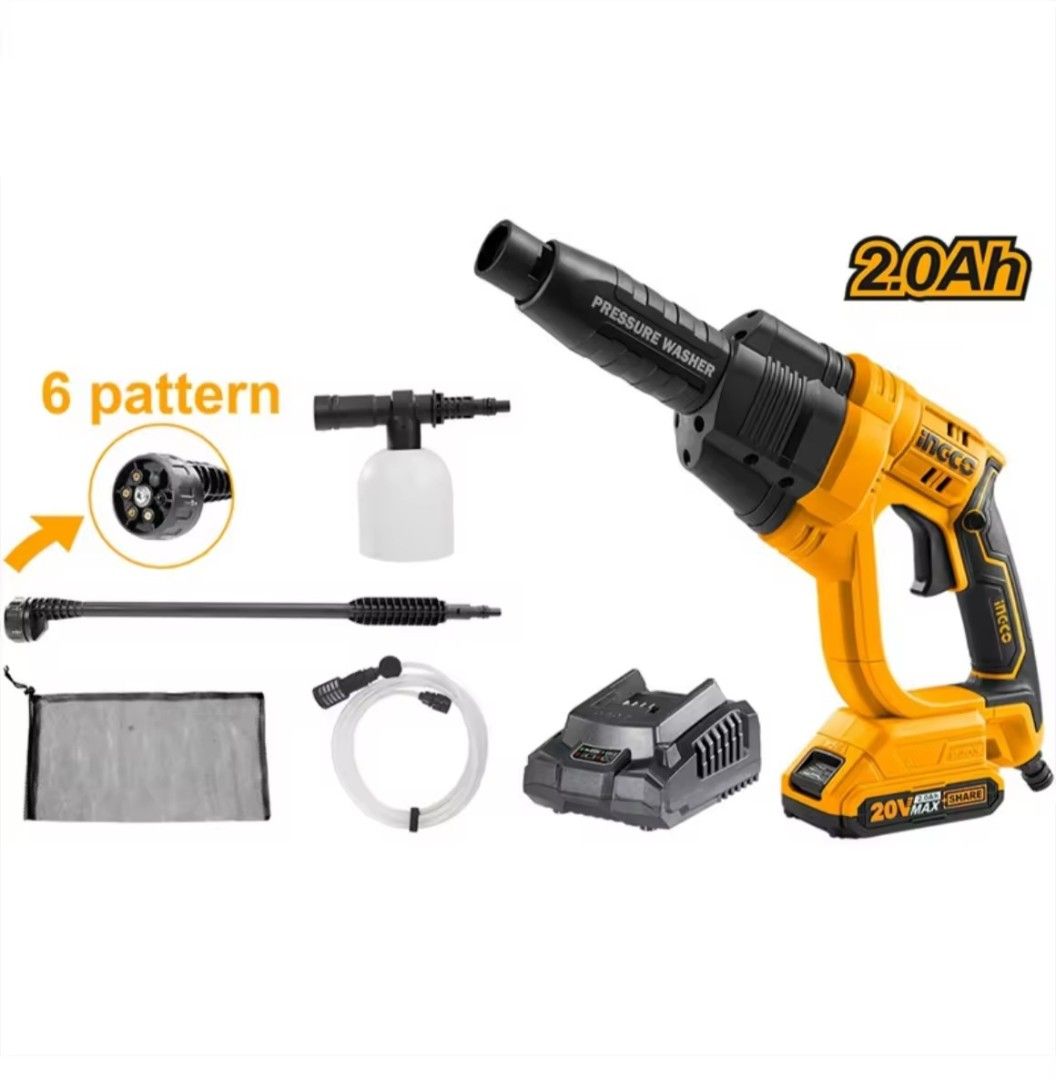 Ingco 20V Cordless Pressure Washer with 2.0Ah Battery, Furniture & Home ...