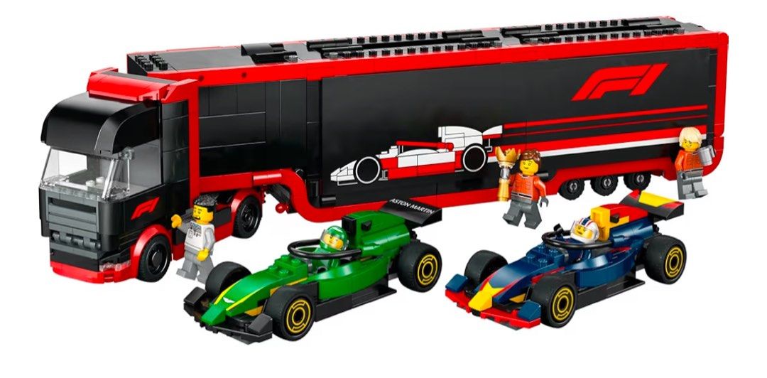LEGO City F1 Truck with RB20 & AMR24 F1 Cars 60445 Toy Race Vehicle ...