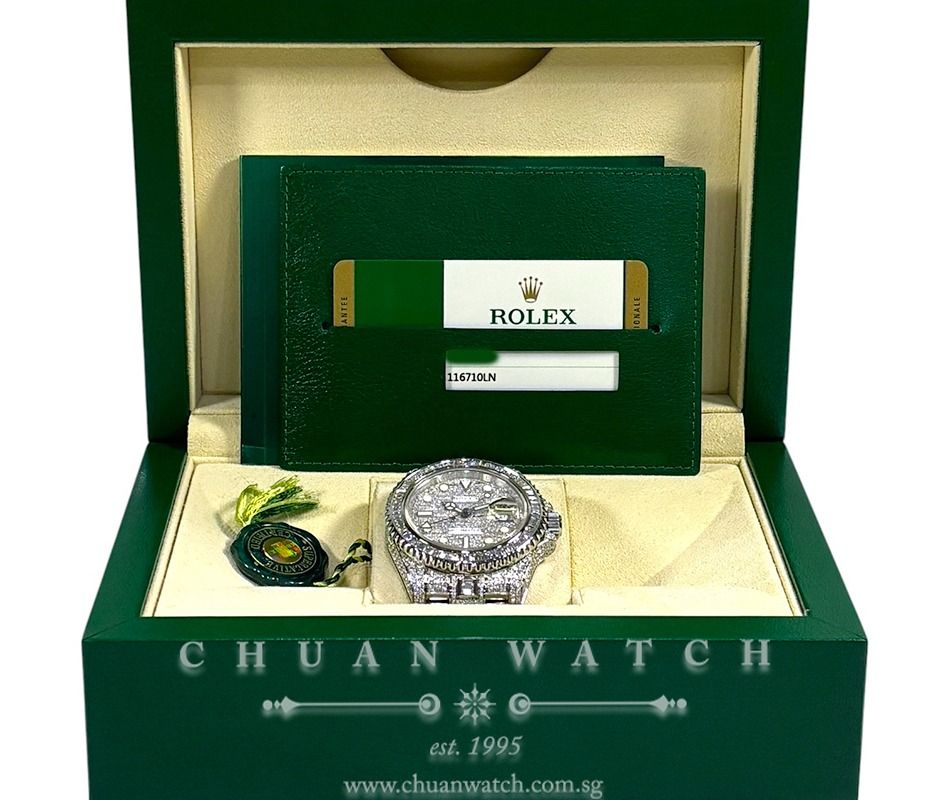 Pre-Owned Rolex GMT-Master II Custom-Set 'Ice' Pave Diamonds 116710LN ...