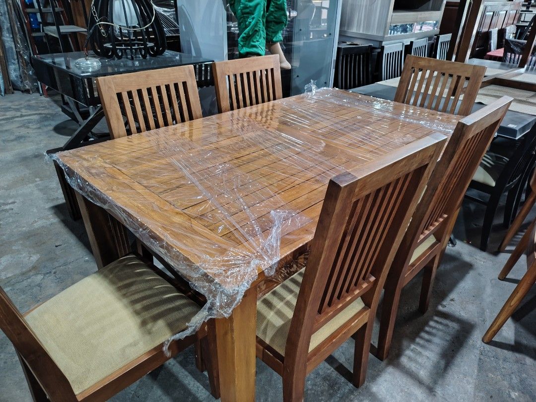 Teak wood dining table set, Furniture & Home Living, Furniture, Tables ...