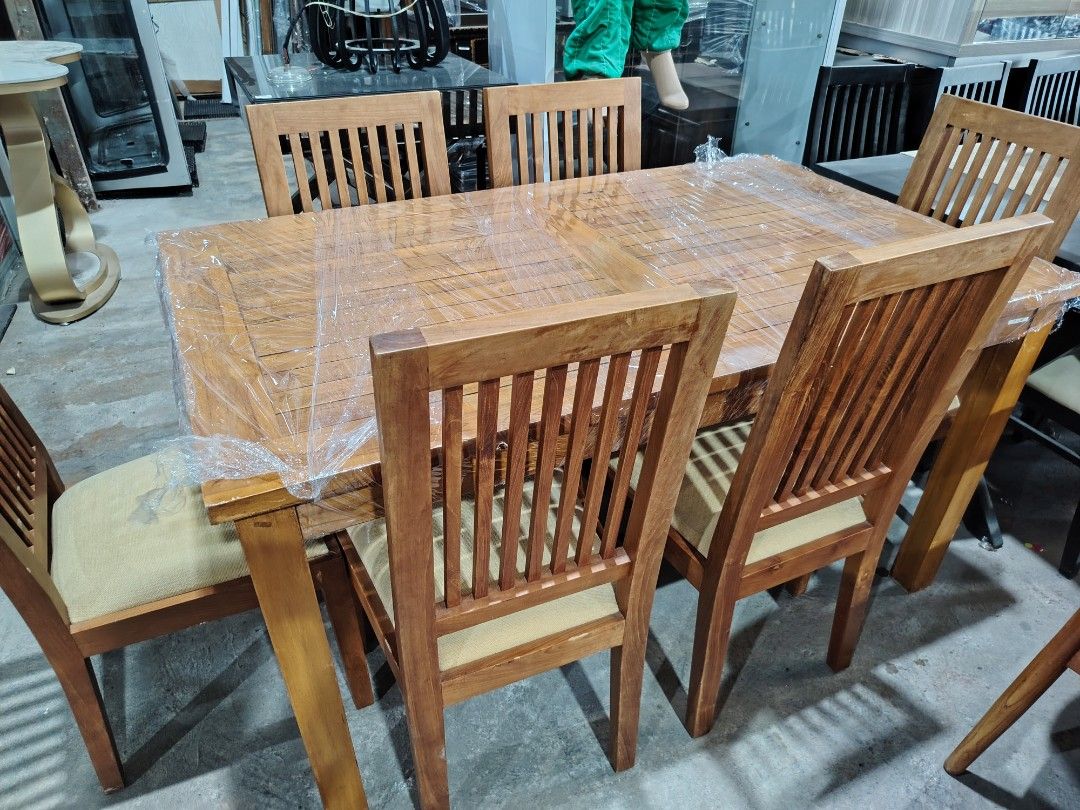 Teak wood dining table set, Furniture & Home Living, Furniture, Tables ...