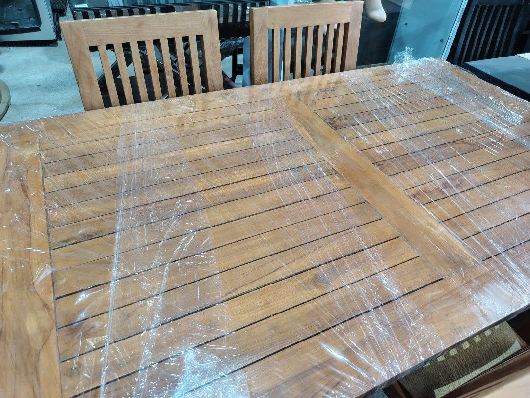 Teak wood dining table set, Furniture & Home Living, Furniture, Tables ...