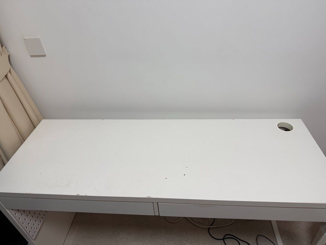 White IKEA Desk with Drawer and Cable Hole, Furniture & Home Living ...