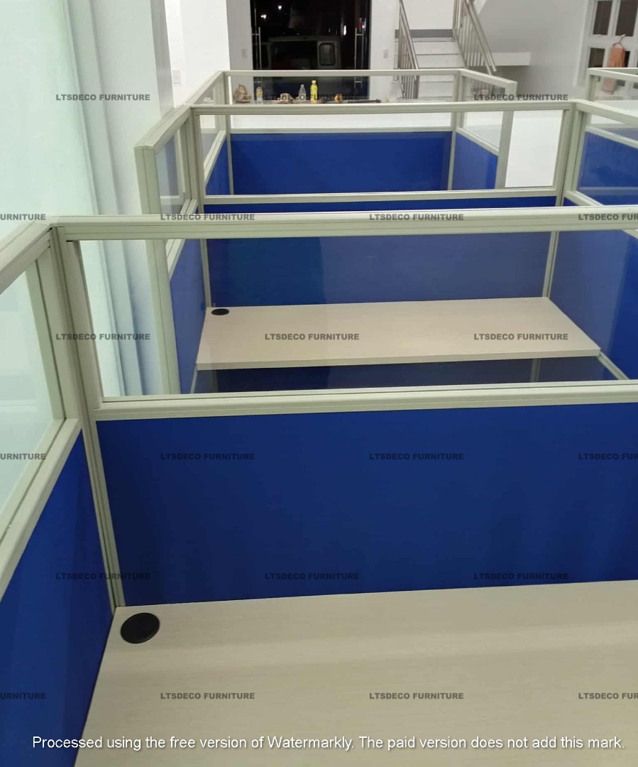 workstation tables office partition with glass, Furniture & Home Living ...